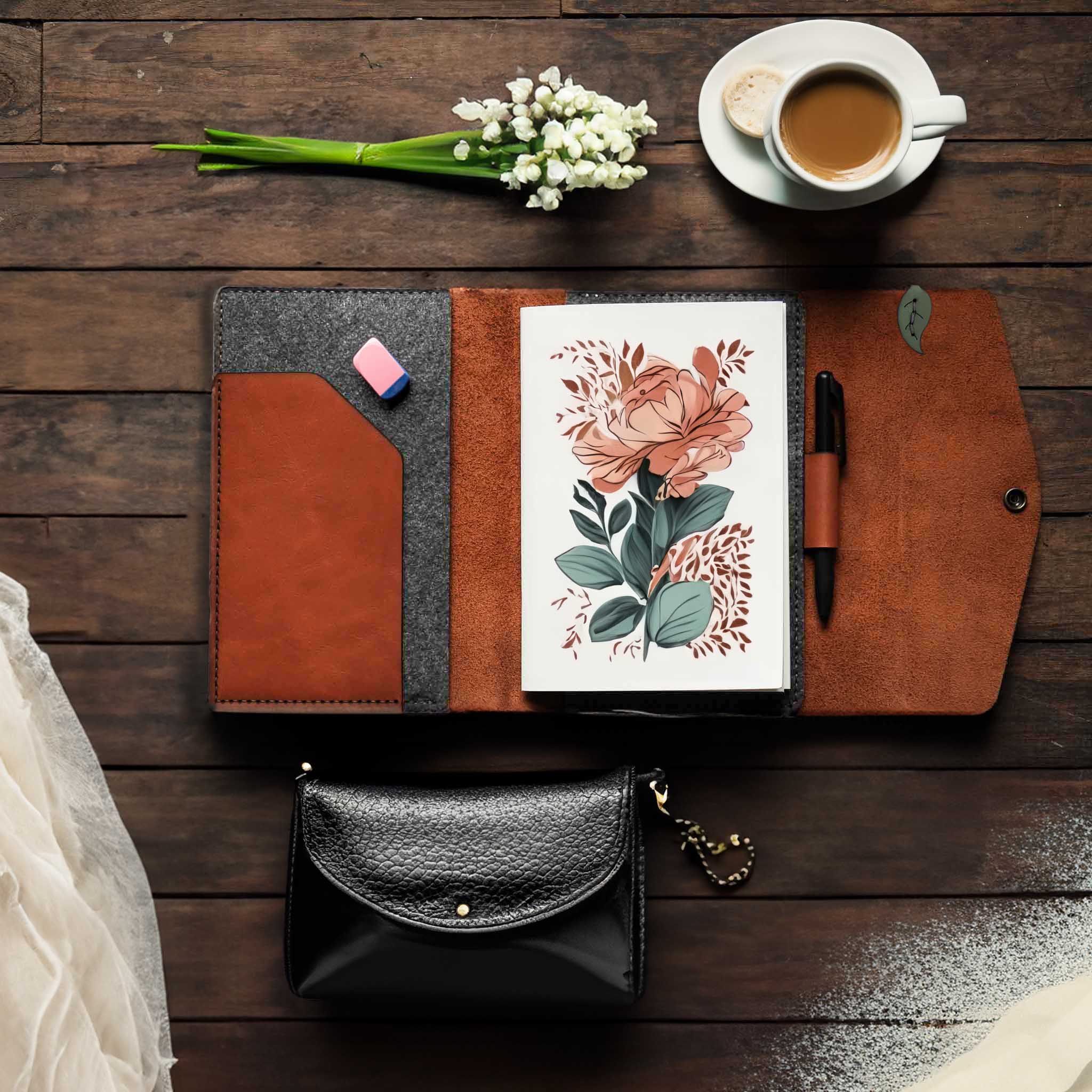 A5 Leather Notebook Cover | Floral Range | The Great Break